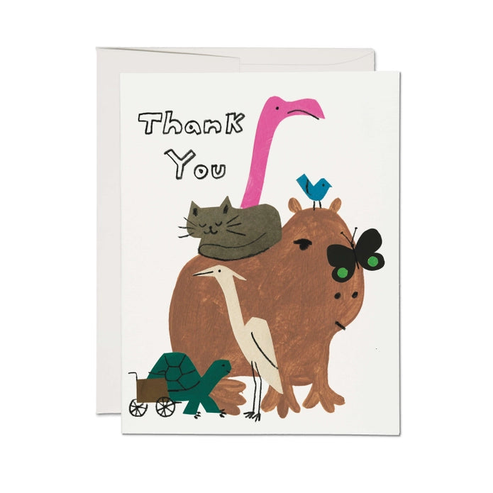 Capybara Friend Thank You Greeting Card – Curiosity