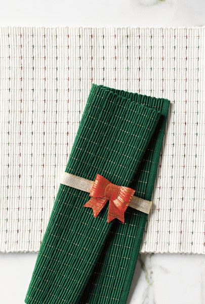 Natural Red Green Ribbed Christmas Table Runner – Curiosity